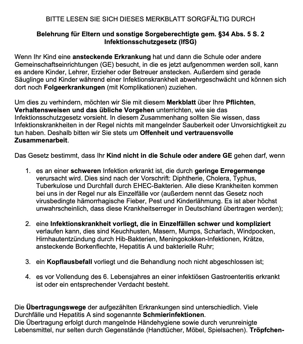 Infektionsschutzgesetz – Emschertal Grundschule